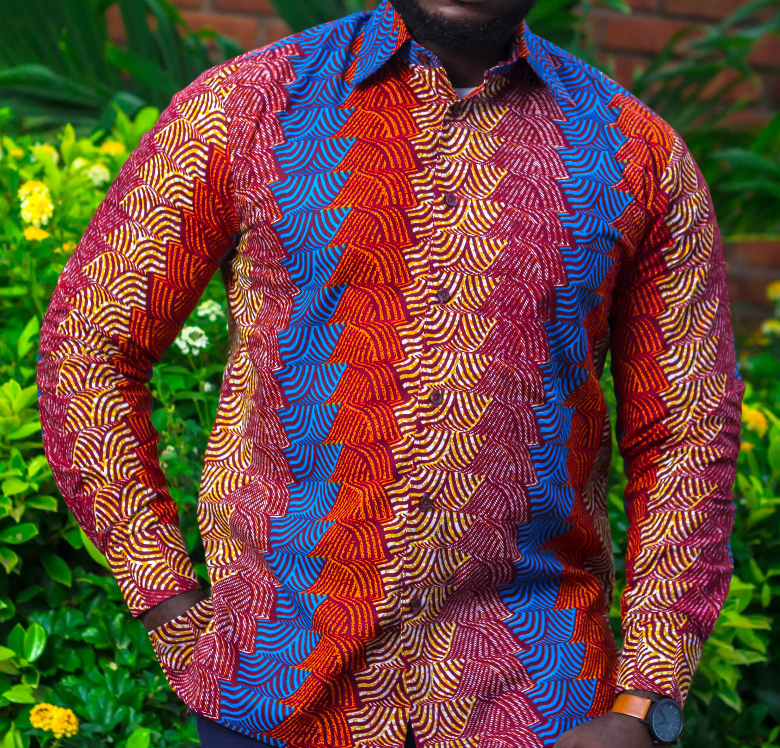 African print long sleeve shirt - Embellish Accessories